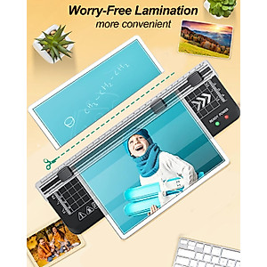 A4 Laminator, 9 inches Laminator Machine Built in Paper Trimmer with 30pcs Thermal Laminating Pouches Sheets, Corner Rounder, 70s Fast Warm-up, Portable Personal Laminator for Home/Office/School