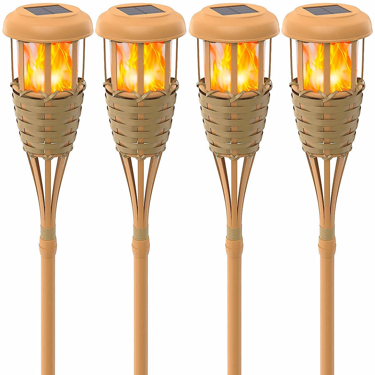 Evelynsun Solar Outdoor Lights, Solar Torch Lights Outdoor flickeringflame, Outdoor Decorations for Patio Path Yard (4 Pack)