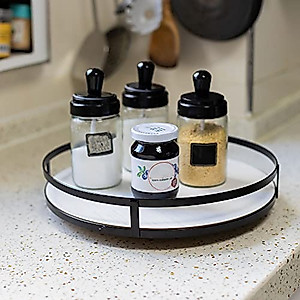 12" Wood Lazy Susan,Wooden Lazy Susan Organizer Display Stand,Turntable 360 Degrees Rotating Table Decor ,Round Lazy Susan for Countertop Cabinet or Dining Table,Farmhouse Table Decor.(White)