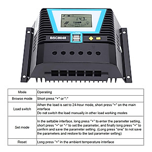 Solar Controller for Variety Batteries BSC8048 80A 12V/24V/36V/48V Intelligent Solar Controller