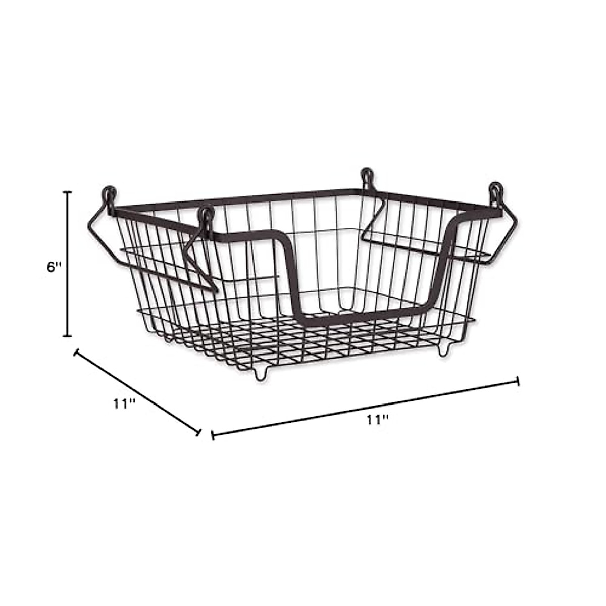 DII Metal Wire Mesh Stackable Utility Storage Bin, Small, 11x11x6, Black