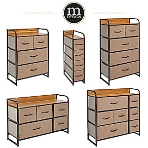 mDesign 30.9" High Steel Frame/Wood Top Storage Dresser Furniture Unit with 4 Removable Fabric Drawers - Bureau Organizer for Bedroom, Living Room, or Closet - Coffee/Espresso Brown