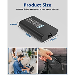 Charger for Dell 65W USB-C Laptop Charger for XPS and Latitude - Power Cord Included