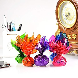 Cinvo 160 Pcs Cellophane Sheets Multi-Colored See Through Colorful Sheets with Twist Ties Cello Wraps for DIY Arts and Crafts, Treats Candy Wrapping Party Supplies (7.5 x 7.5 Inch)