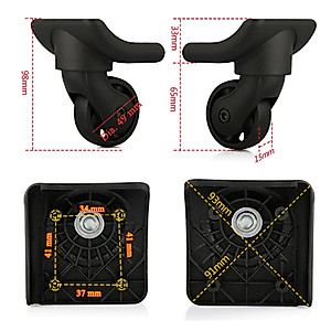 TarppedRock Replacement Luggage Wheels for Suitcases, Set of 2, Luggage Wheels Replacement Left & Right Spinner Wheels for Suitcase Travel Customs Case (TR149R - 2 Pcs)