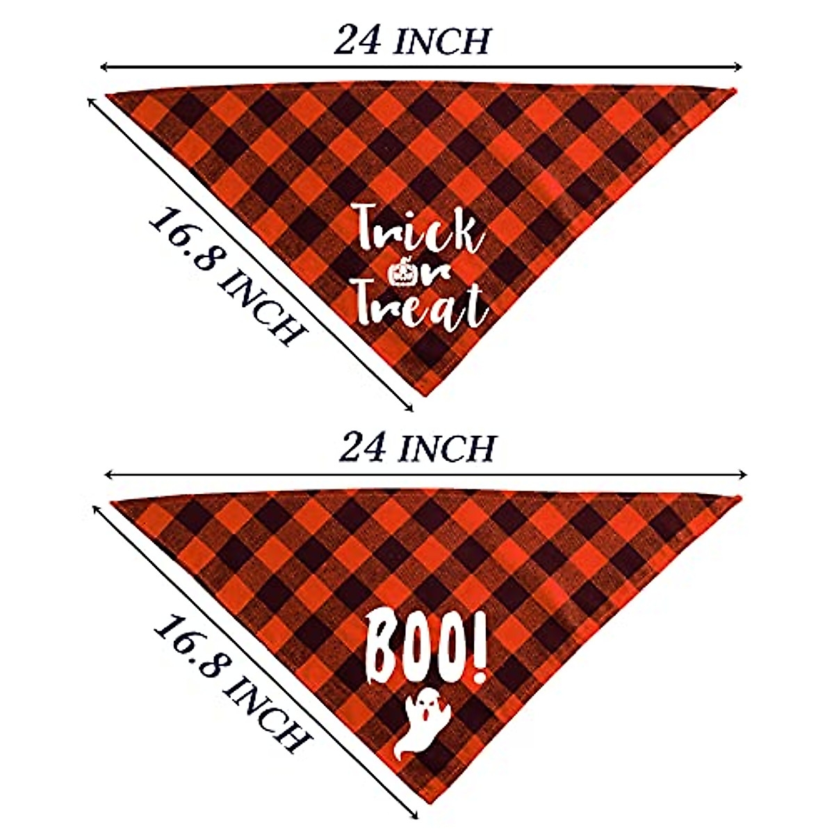 STMK Halloween Plaid Dog Bandanas, Trick or Treat Boo Dog Bandana Scarf for Halloween Dog Puppy Costume Decorations
