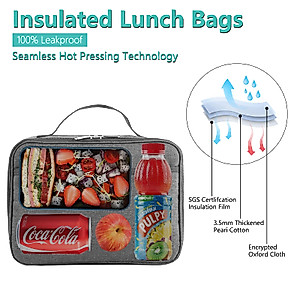 kissleaf Lunch Box for Men Women Insulated Lunch Bag Reusable Lunch Box for Office Work School Leakproof Freezable Cooler Lunch Box for Kids Lunch Bag for Adults