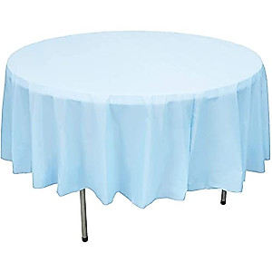 Round Plastic Party Tablecloth for up to 72-Inch Table (Blue, 84-Inch, 12-Pack)