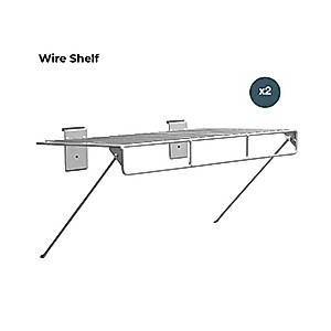 Crownwall Universal Slatwall Steel Wire Shelf with Rail, 2-Pack (24-in x 12-in)