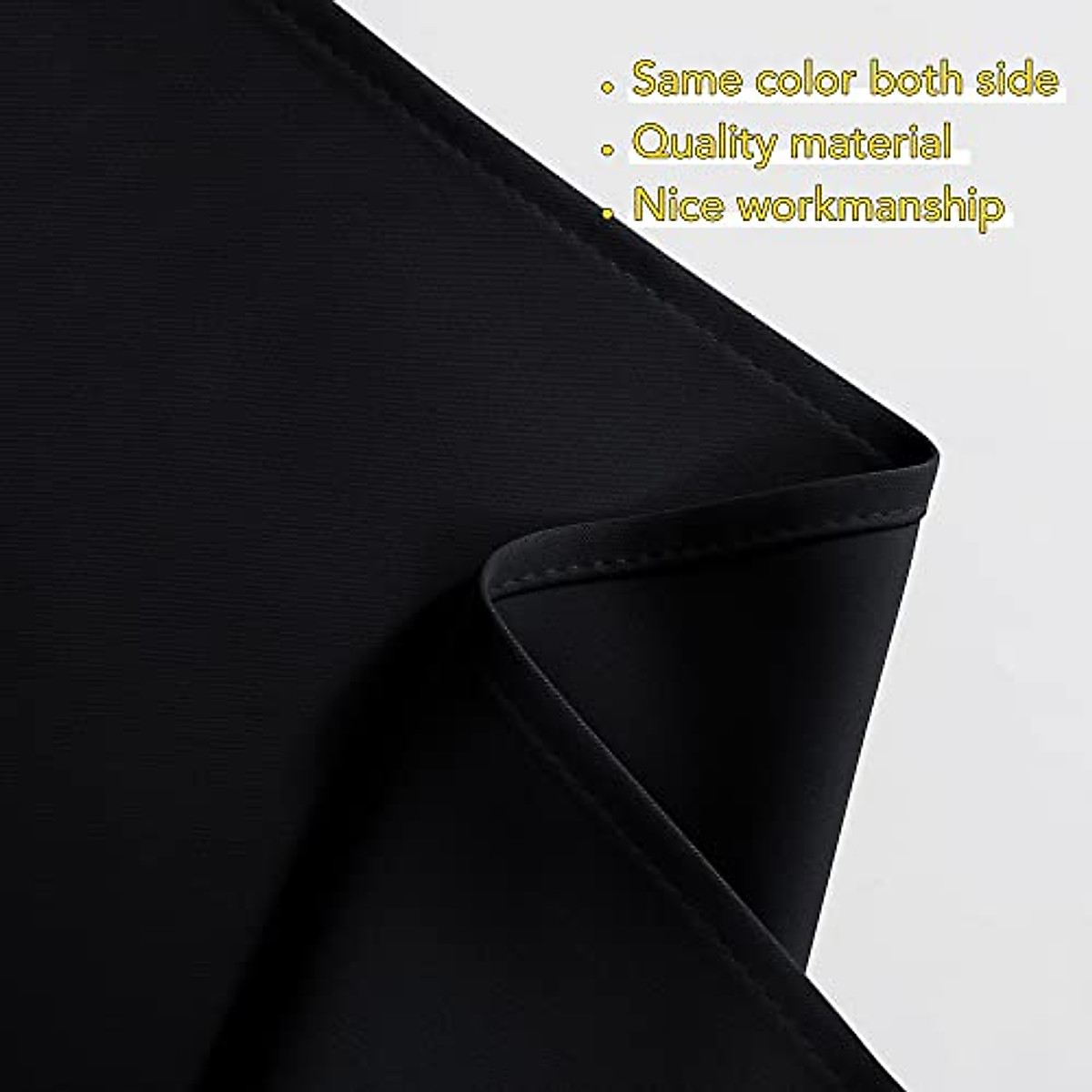 NICETOWN Blackout Window Treatment Pole Pocket Kitchen Tier Curtains- Tailored Scalloped Valance/Swags for Living Room (2 Panels, 36" W X 63" L Each Panel, Black)