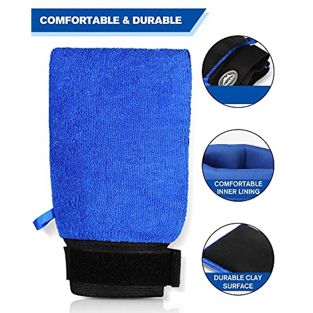 2 Pack Clay Mitt, WEEKSUN Clay Mitt For Car Detailing With Elastic Strap Veicer0, Clay Bars Auto Detailing Mitt, Scratch-free Safe Clay Eraser Mitt for Car Detailing Cars Paint Polishing Clay Bar Tool