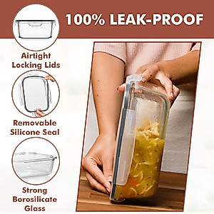 2700ML / 91.3oz X-LARGE Glass Food Storage Container with Locking Lid Ideal for Storing food, Vegetables & Fruits. Baking, Casserole, Roasting & lot more - BPA Free Leak Proof - Fridge to Oven Safe - Clear