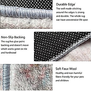 wxnzsl Area Rug 2x3 Washable Non Slip Rugs,Vintage Low Pile Boho Accent Entryway Rug for Living Room Bedroom Kitchen - Beige