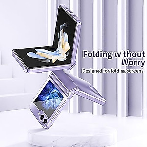 Cell Phone Case Compatible with Samsung Galaxy Z Flip 5 Case with Hinge Protection,Slim Thin Shockproof Hard Full-Body Protective Phone Case Cover for Flip5 5G Phone Smart Device Case and Cover Bundle