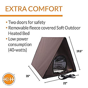 K&H Pet Products Multi-Kitty A-Frame Outdoor Cat House Chocolate 35 X 20.5 X 20 Inches Heated
