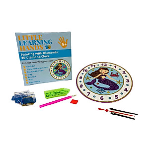 Little Learning Hands Mermaid Diamond Painting Kit Mermaid Clock| Mermaid Sticky Mosaic Clock | Creative Mermaid Crafts for Kids and Adults | Gifts for Girls and Boys