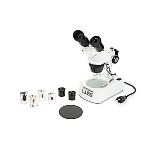 Celestron – Celestron Labs – Binocular Stereo Microscope – 20-60x Magnification – Upper and Lower LED Illumination – Includes 10 Prepared Slides