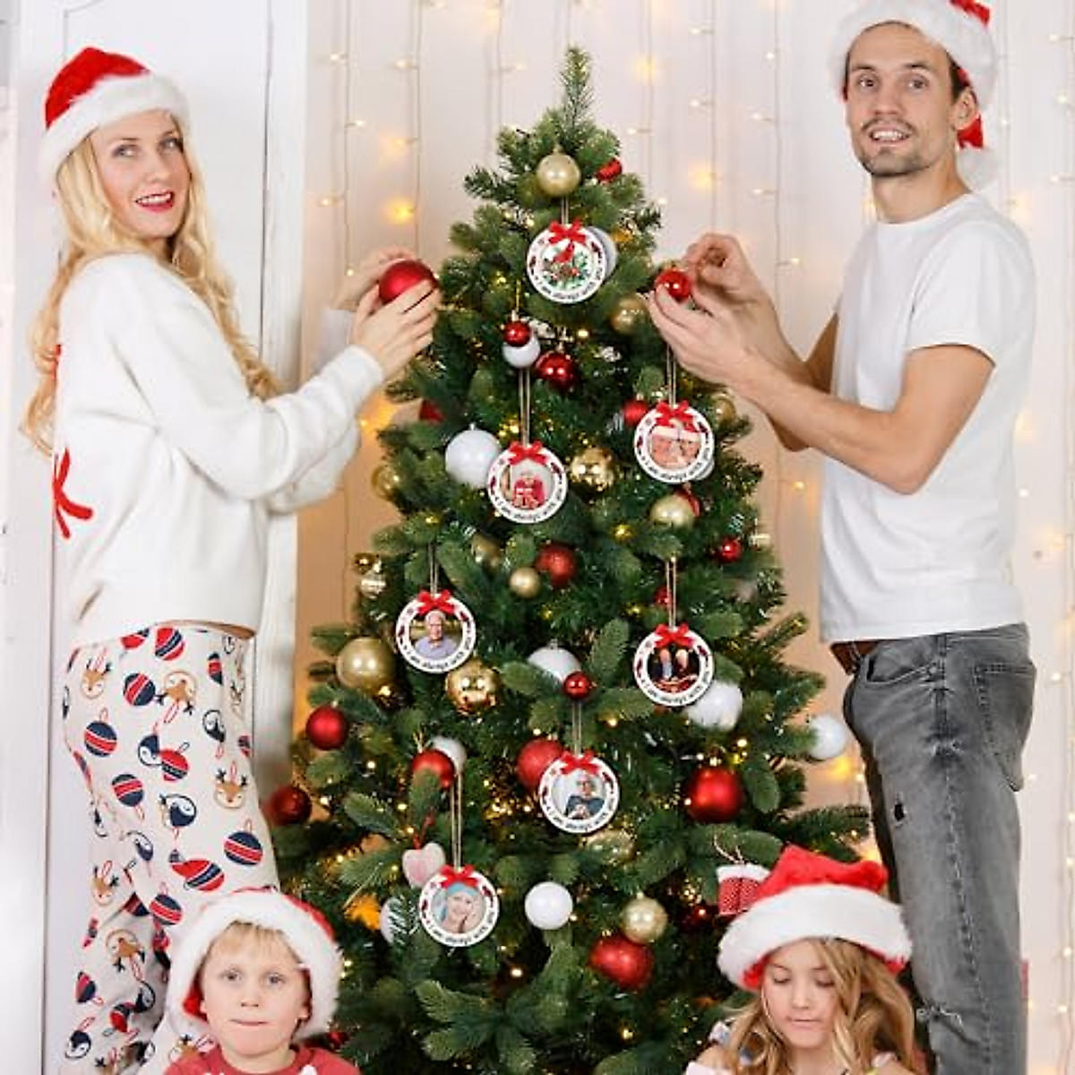 Blulu 24 Pieces Christmas Red Cardinal Picture Frames Ornaments Wooden Cardinal Photo Ornaments I Am Always with You Ornaments for Xmas Tree Decoration Cardinal Sympathy Memorial Gifts