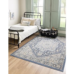 Unique Loom Whitney Collection Area Rug - Milano (7' 10" x 10' Rectangle, French Blue/ Ivory)