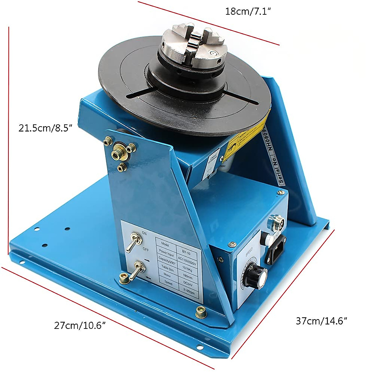 KannBeki 10KG Rotary Welding Positioner Turntable Table, 110V Portable Welder Positioner Turntable Machine 2.5" 3 Jaw,2-10 r/min