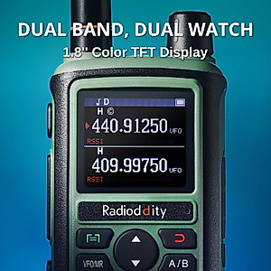 Radioddity GC-5 Dual Band Two Way Radio, Ham Radio Handheld Long Range with 1800mAh Battery, High Gain Antenna, Color LCD, DTMF, Support Chirp