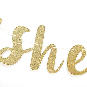 She is Tying The Knot Banner - Bridal Shower Banner Wedding Banner, Engagement Wedding Decorations, Wedding Theme Party Decoration Gold Glitter, Bridal Shower Photo Props