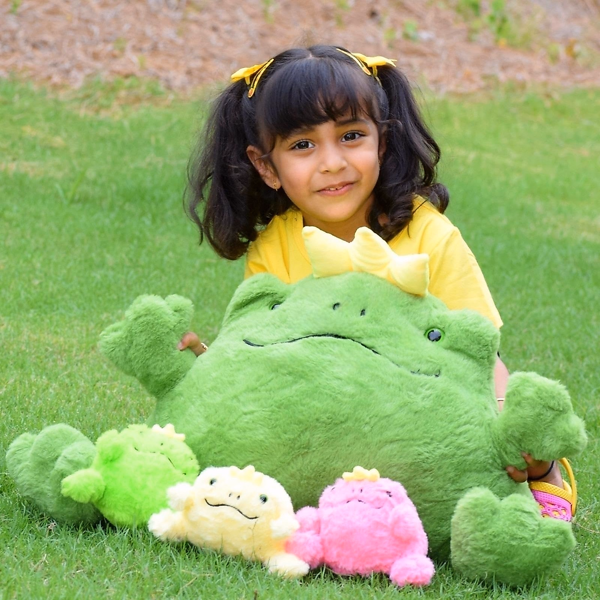MorisMos Big Frog Stuffed Animal, Large Frog Plush Toy with Babies Inside, Giant Mommy Stuffed Frog Pillow with Baby Frogs Set, Gifts for Kids, Boys, Decorations on Christmas, Birthday, 17in