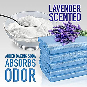 Tadge Goods Baby Disposable Diaper Bags Scented with Lavender - Odor Absorber Biodegradable Plastic Diaper Sacks for Trash Bag Essential Items - Bags for Dirty Diapers - Refill 200 Count (Blue)