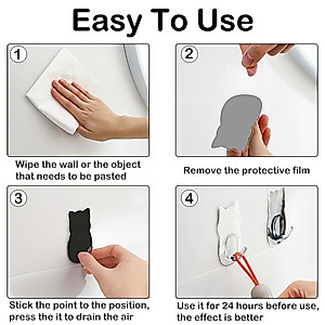 DeryArcle 4Pcs Cat Key Hook, Self Adhesive Hooks White Creative Cartoon Coat Hook Wall Mounted Hanger for Towel Scarf Bag Hat Gloves Robe Clothes (Type A)