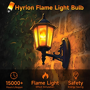hyrion LED Flame Light Bulbs, 4 Modes Flickering Light Bulbs, E26 Base Fire Flame Bulb with Upside Down Effect, Halloween, Christmas Party Porch Outdoor Indoor Home Decor (2 Pack)