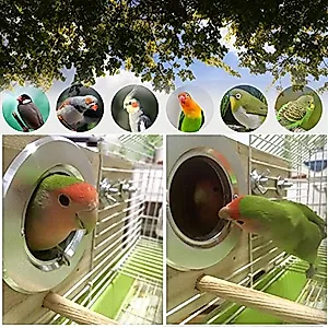 Joyeee Large Bird Breeding Box, with Natural Wood Bird Platform Parrot Stand, Small Animal Hamster Hideout House, Pet Products Bird Cage Wooden Bird Nest for Cockatiel Vision Bird, Lovebird Canary, L