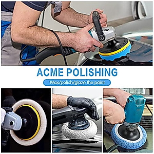 40 Pcs Car Polishing Kit Include 28 Pcs 5-6 Inch Microfiber Car Polishing Bonnet Pads 10 Pcs 6 Inch Wool Sponge Buffing and Foam Polish Pads Wax Buffer Polisher with Drill 2 Pcs Chenille Car Wash Mitt