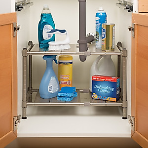 Seville Classics Expandable Under-Sink Shelf with steel Perforated Panels