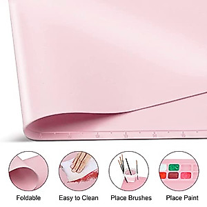 OQEEN Silicone Craft Mat, Thick Nonslip Silicone Art Mat for Kids, Oversize 20"x16" NonStick Silicone Painting Mat with Cleaning Cup, Artist Mats for Painting, Epoxy Resin, and Handmade
