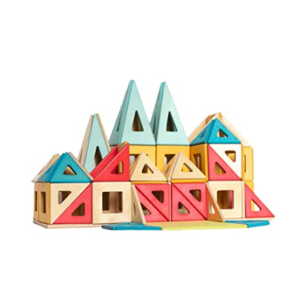 Earthtiles Wooden Magnetic Tiles by Big Future Toys - 100 Piece Set | Montessori Toys | Sensory Toys | Wooden Magnetic Blocks | STEM Building Toys | Wooden Blocks for Toddlers| Toddler Toys Age 3+