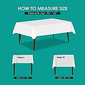 FURNLIK EVENTSDECO White Tablecloth Rectangle Table Cloth Polyester 60x84 Wrinkle Resistant, Stain Resistant Table Cloths for Banquet Vendor Wedding Buffet and Party