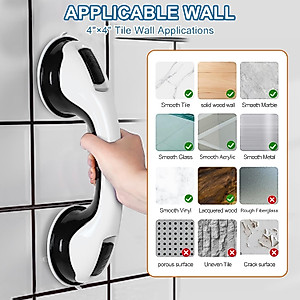 Grab Bars for Bathtubs and Showers, 2 Pack Shower Handle 12 Inch Strong Suction Shower Bar, Safety Bars for Shower Chair, Bathroom Grab Bar for Senior -Black White