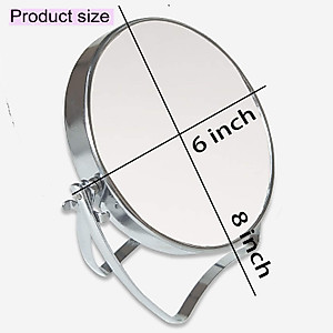 WMugthome Two-Sided 4-In/6-in with Handle Portable Round Makeup/Travel/Desk Mirror with 1X and 3X Magnification(Silver, 6inch)
