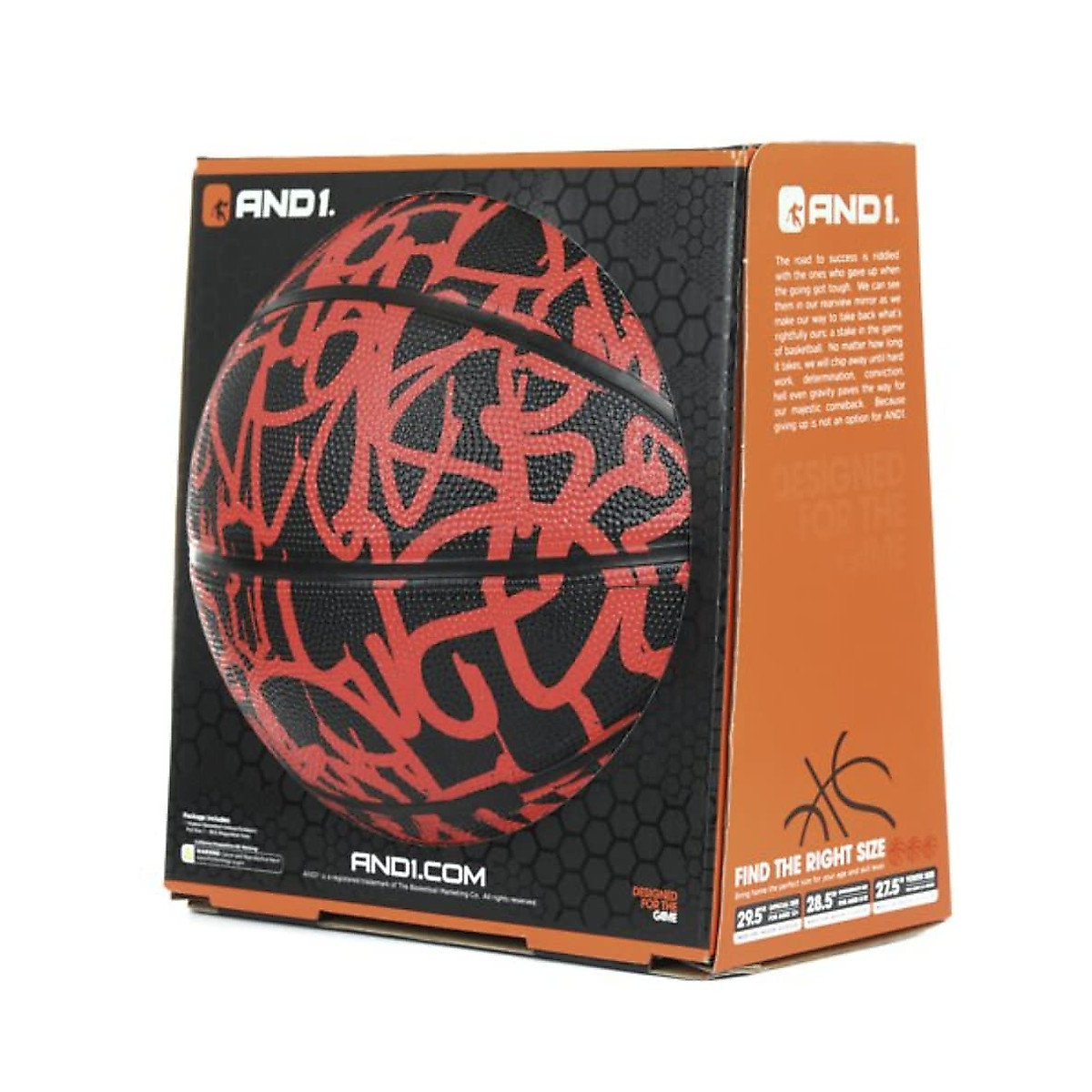 AND1 Fantom Graffiti Rubber Basketball: Official Regulation Size 7 (29.5 inches) Rubber Basketball - Deep Channel Construction Streetball, Made for Indoor Outdoor Basketball Games