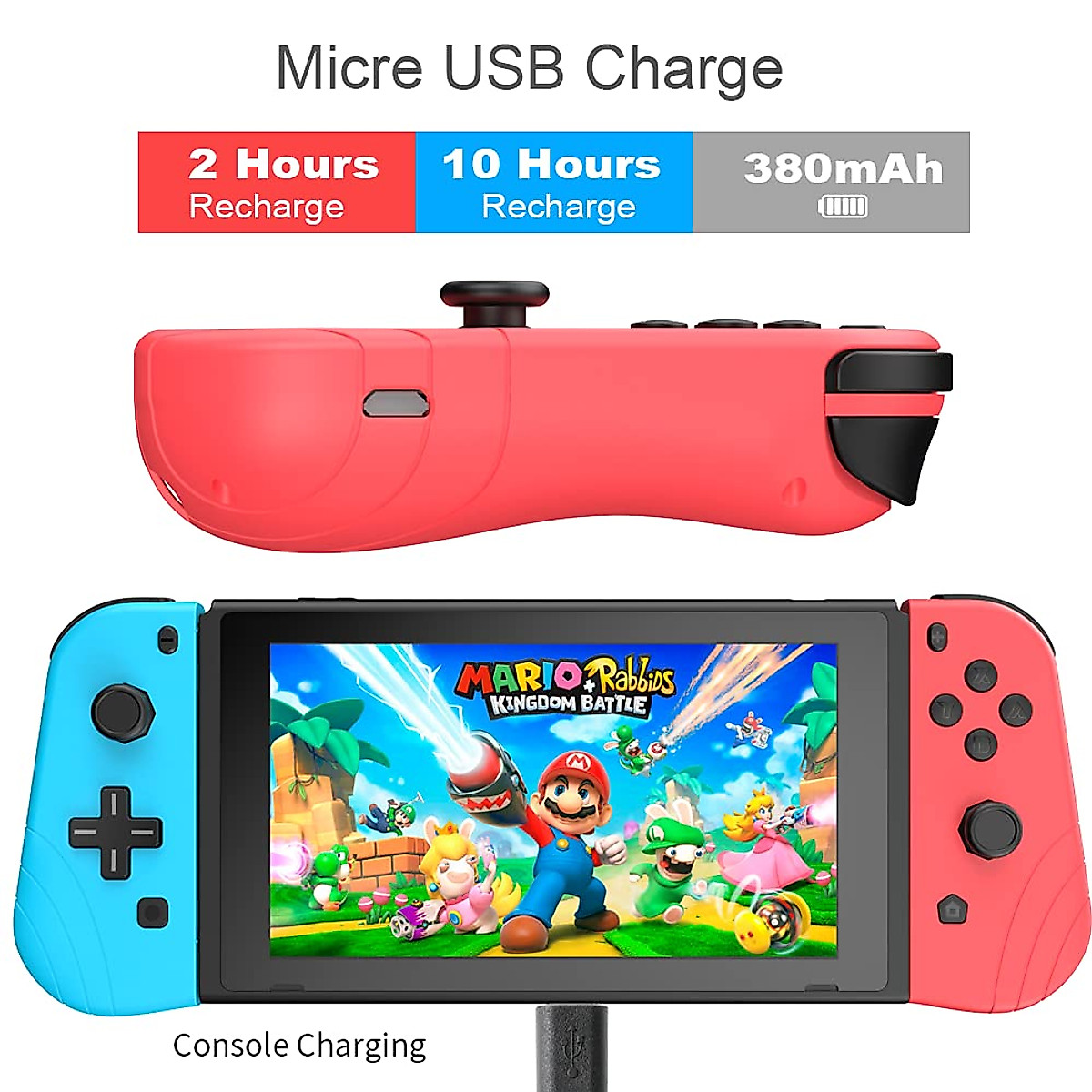Switch Controllers, Replacement for Joycon Controllers with Grip Dual Shock Wake-Up Plug and Play, (L/R) Controller Compatible for Nintendo Switch/Switch lite (Blue and Red)