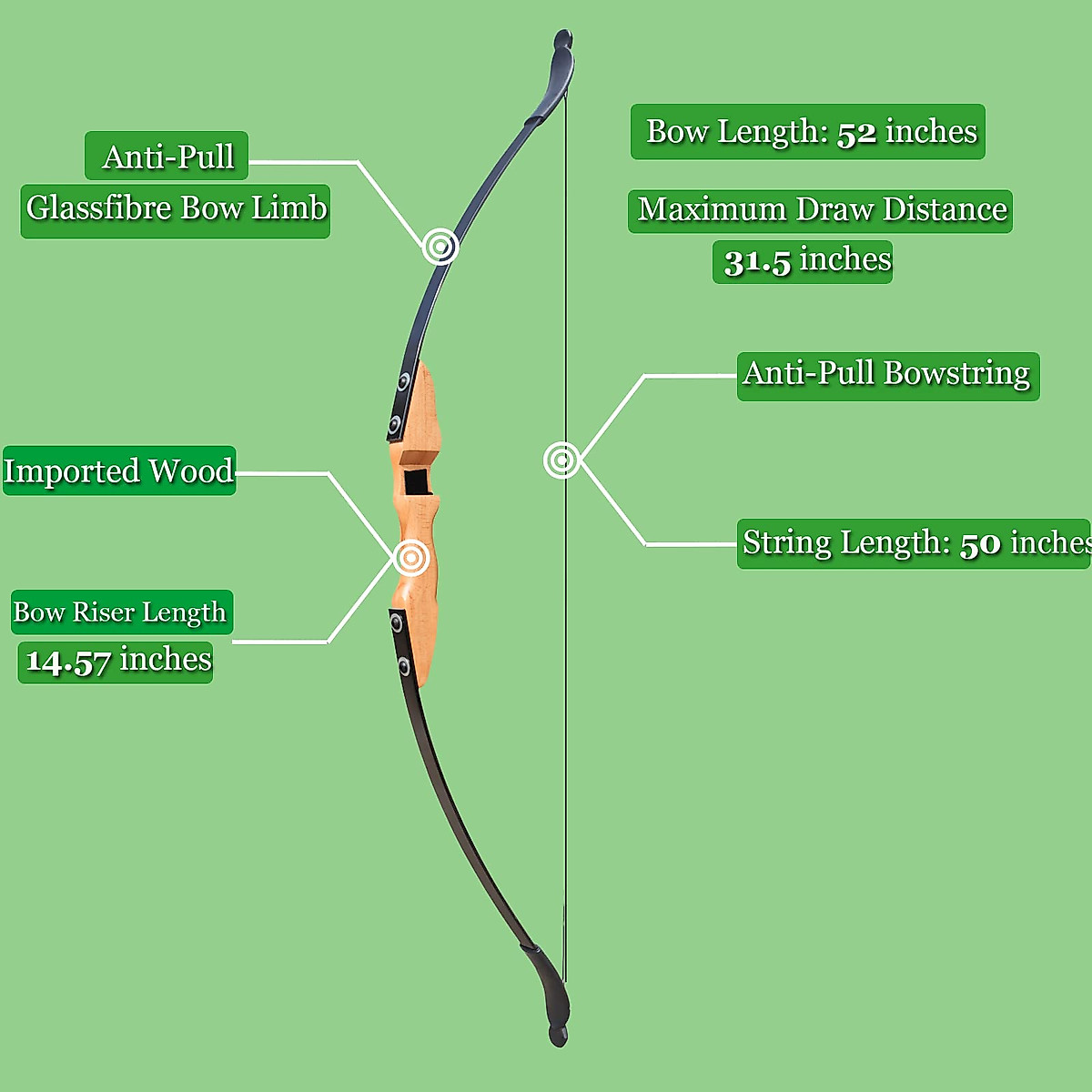 Traditional Wooden Recurve Bow and Arrow Set for Adults Beginner, 30LB 40LB Right Handed Wooden Archery Long Bows for Outdoor Shooting Training Practice (40LBS)