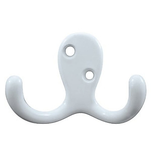 Liberty Hardware B46114Q-W-C5 Double Prong Robe Hook, White