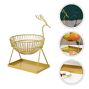 BESPORTBLE 1pc Deer Double Layer Fruit Basket Fruit Serving Basket Dry Fruit Holder Thank You Bags Wire Fruit Basket Fruits Metal Baskets Tabletop Decor Iron Household Fruit Dish