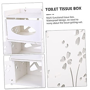 DOITOOL Tissue Box Rack Paper Towel Mount Wall Mounted Paper Towel Roll Holder Makeup Organizer Box Wall Mount Shelves Toilet Tissue Roll Holders Wall Mount Toilet Paper Roll Holder Desk