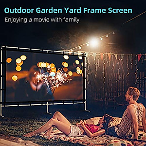 Projector Screen, KSAN Outdoor HD 4K Projector Screen with Stand 150 Inch, Portable 3D Fast-Folding Giant Projector Projection Screen for Party Home Theater Cinema (16:9)