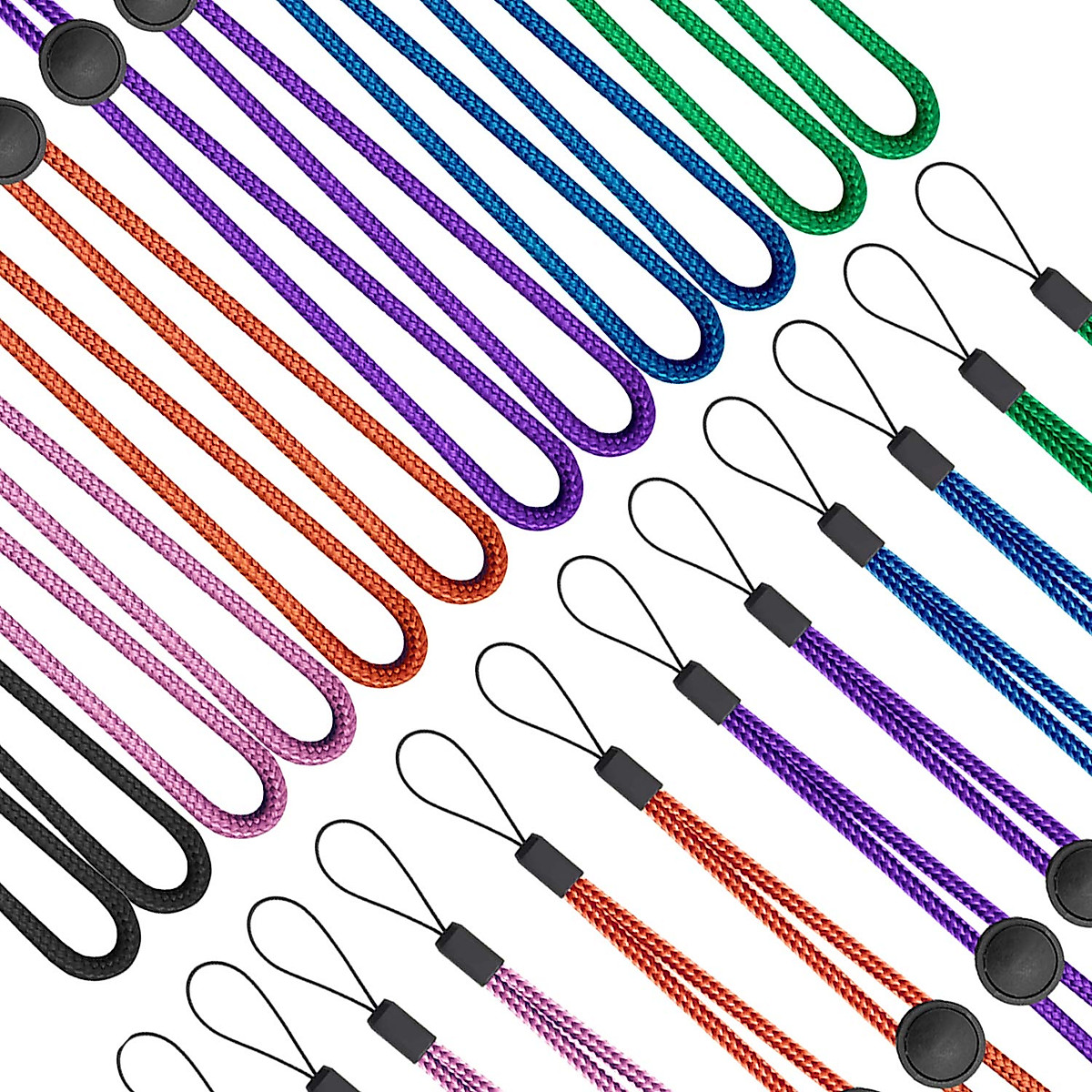 YOUOWO Wrist Lanyard Adjustable length small Strap 12 Pcs Wrist Short Lanyard for Keys Phone Cases Lanyard Keychain USB pink,green,blue,orange,purple,black