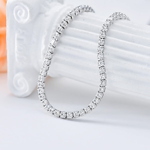 Dralox Sterling Silver 1.5mm Round Cubic Zirconia Tennis Necklace Tennis Chain Jewelry Gifts for Women Teen Girls 20 Inch