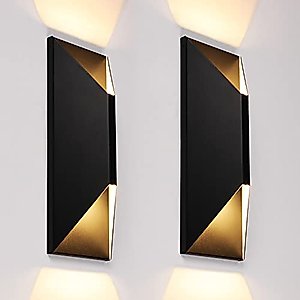 LEONLITE Dimmable LED Up Down Wall Light, 100-277V, CRI 90+, UL Listed IP65 Waterproof Wall Lamp, 10%-100% Dimmable Commercial Outdoor Wall Light, 14 Inch Modern Porch Light, 1600LM 3000K, Pack of 2