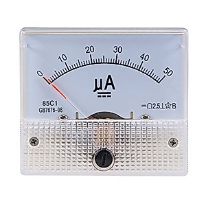 uxcell Analog Current Panel Meter DC 0-50uA 85C1 Ammeter 64x57x56mm for Circuit Testing Charging Battery Ampere Tester Gauge Pack of 1