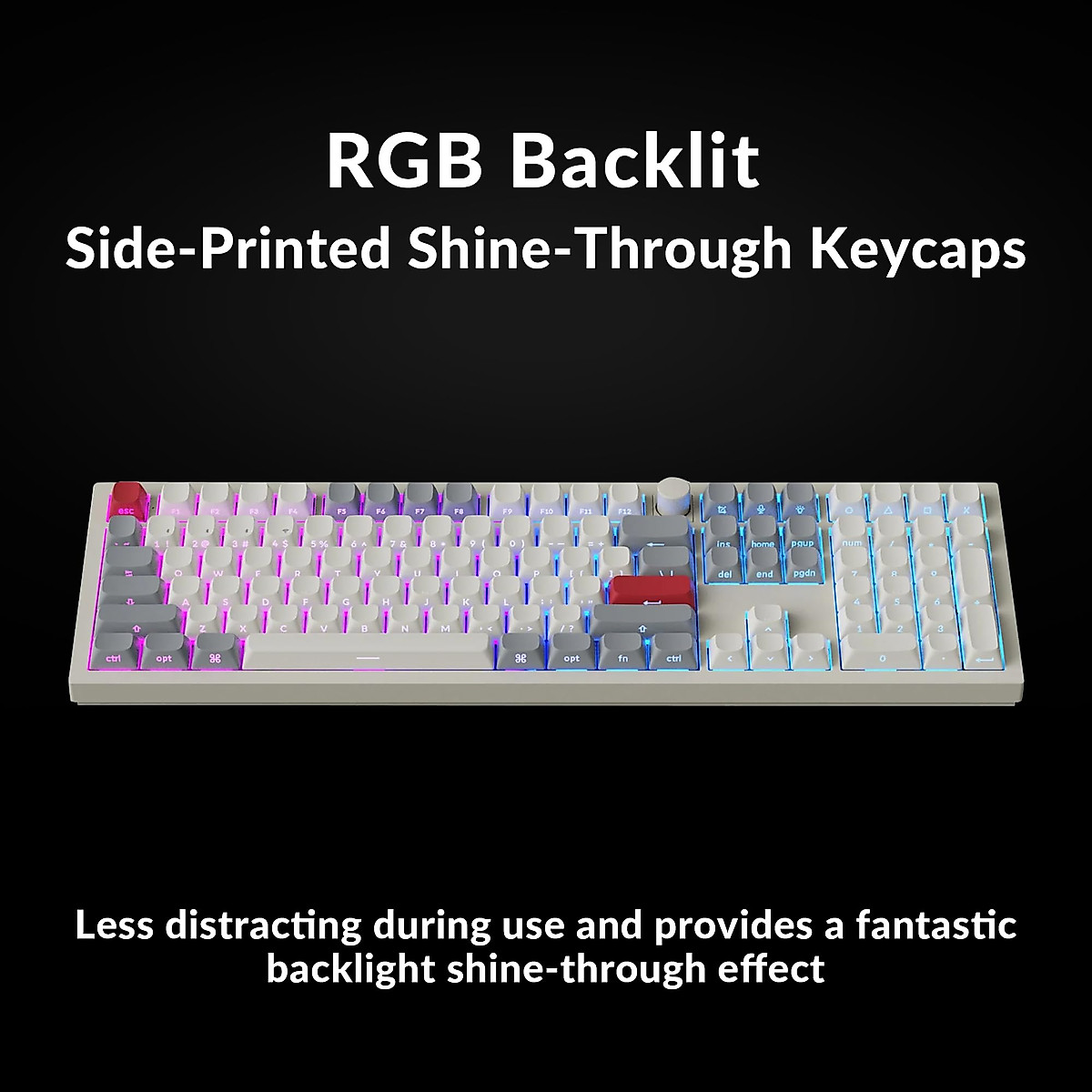Keychron Q6 Max QMK/LAUNCHER Wireless Bluetooth/2.4 GHz/USB-C Wired Custom Mechanical Keyboard, Full Size Programmable Knob RGB Backlit Hot-Swappable Gateron Brown Switch for Mac Windows Linux - White